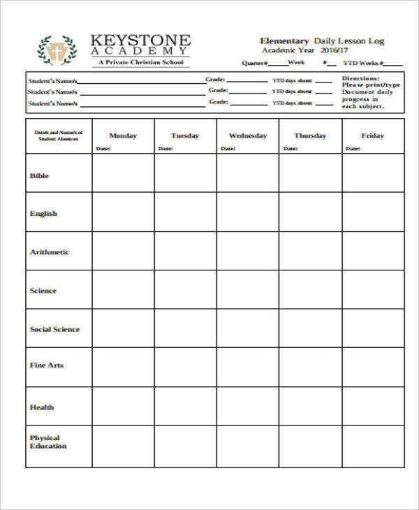 Daily Lesson Log Template Excel Sample Excel Templates