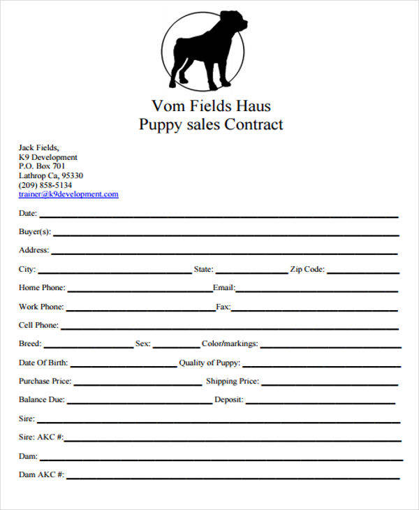 FREE 7 Puppy Sales Contract Samples Templates In PDF MS Word 