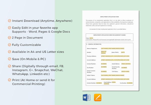 FREE 63+ Sample Application Form Templates in MS Word | Google Docs ...