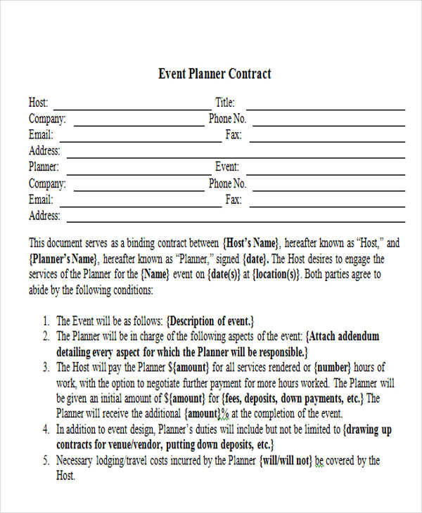 FREE 15 Event Contract Templates In MS Word Google Docs Apple 