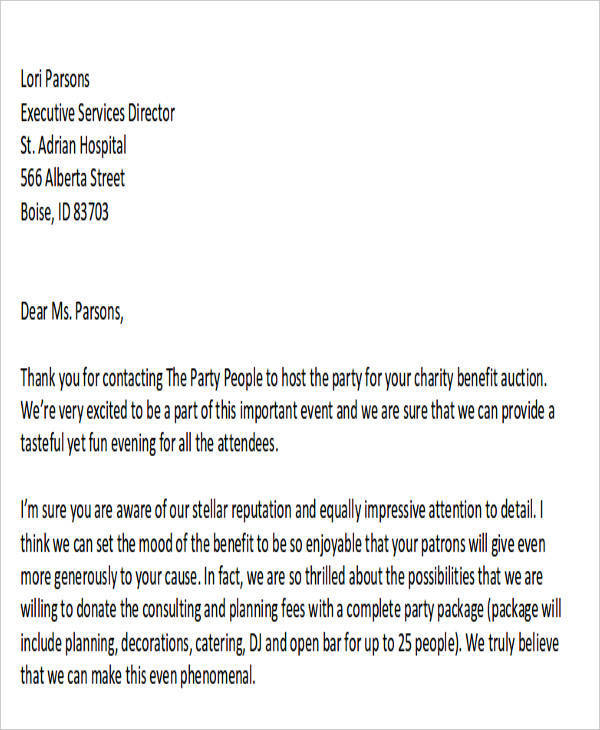 Charity Event Proposal Letter Sample Master Of Template Document