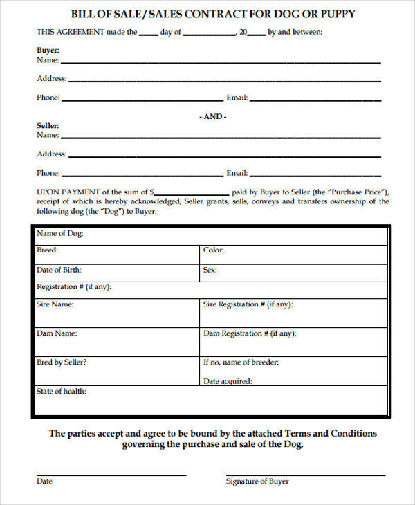 Free Printable Puppy Sale Contract Printable Templates