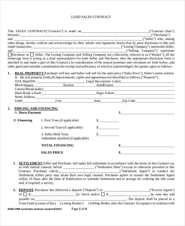 FREE 8 Land Contract Samples Templates In PDF MS Word