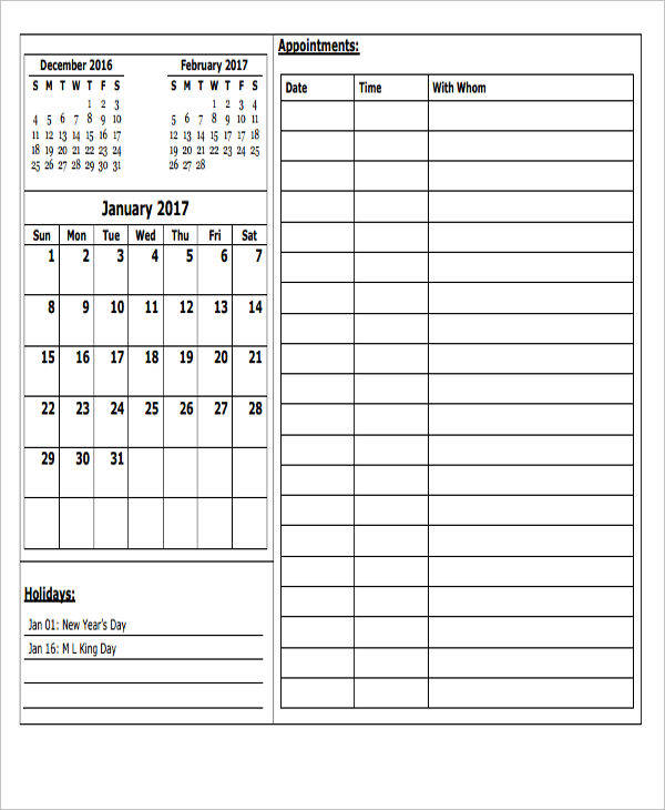 FREE 35 Printable Calendar Samples Templates In PDF