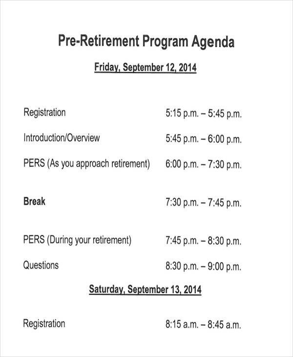 FREE 7 Retirement Program Samples Templates In PDF Retirement