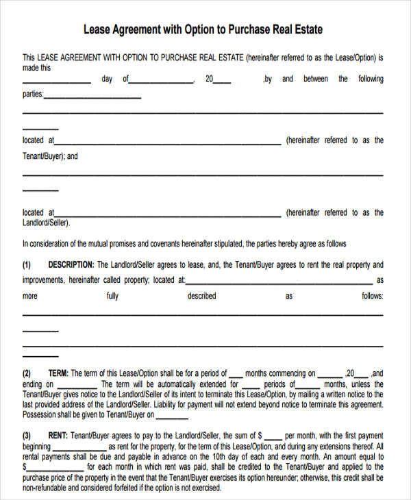 FREE 8 Rent to Own Home Contract Samples Templates In PDF MS Word 