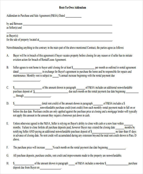 FREE 7 Rent to Own Home Contract Sample Templates In PDF MS Word 