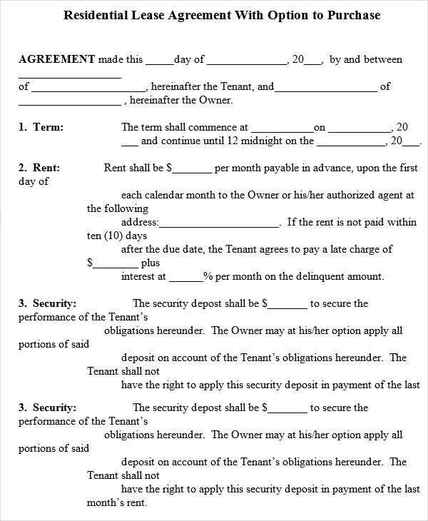 FREE 5 Rent to Own House Contract Forms In MS Word PDF