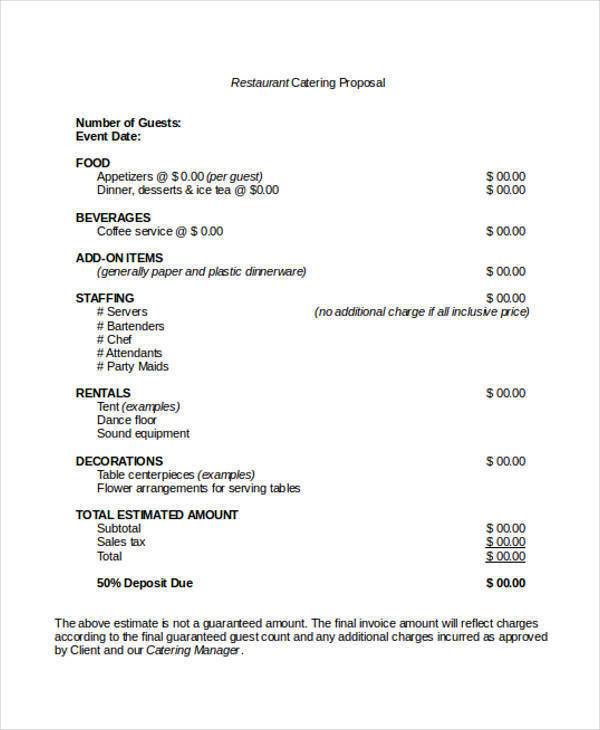 FREE 5 Catering Proposal Templates In Google Docs MS Word Apple 