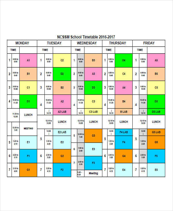 School Timetable Chart Mazsurveys