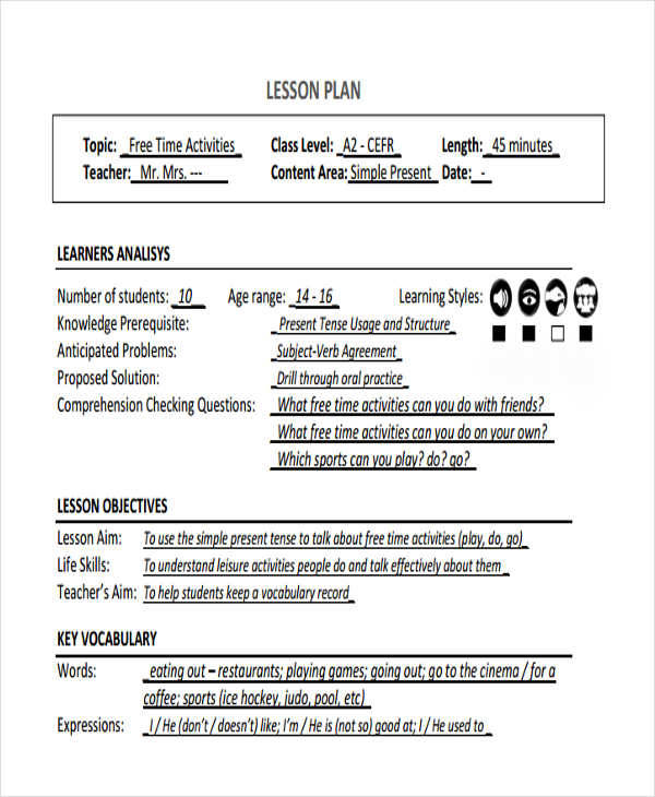 FREE 11 Lesson Plan Templates In PDF