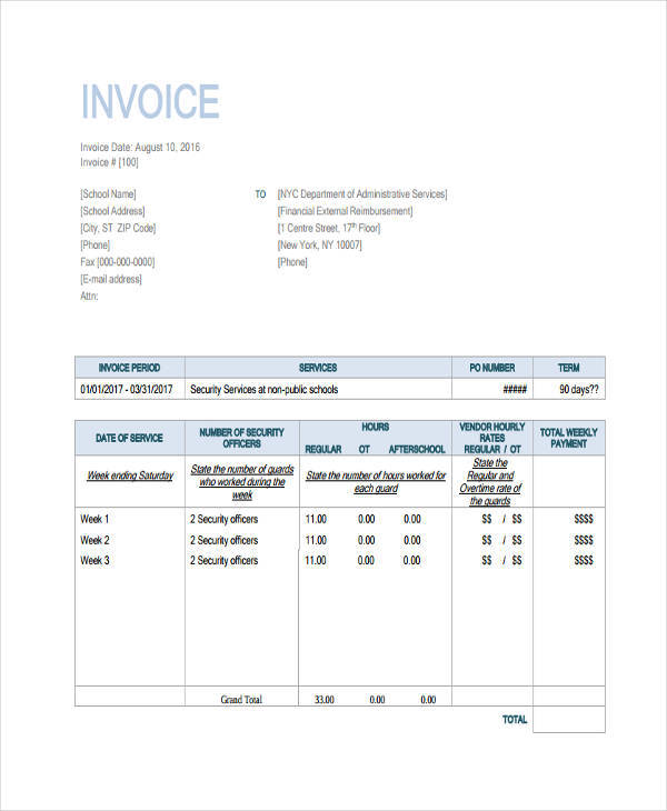 FREE 10 Standard Invoice Templates In PDF