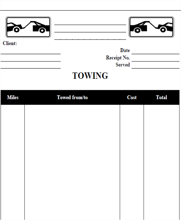 Towing Receipt Towing Invoice Roadside Service Forms Designsnprint 