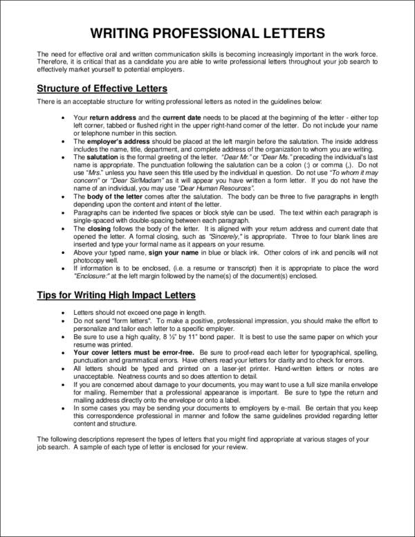 FREE 5 Professional Letter And Email Writing Guidelines With Samples FREE 5 Professional Letter And Email Writing Guidelines With Samples