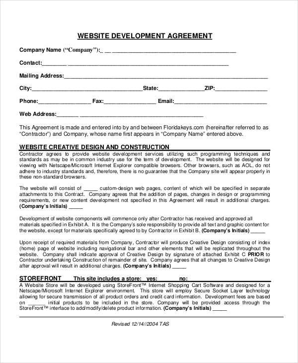 Web Design Contract Template Doc