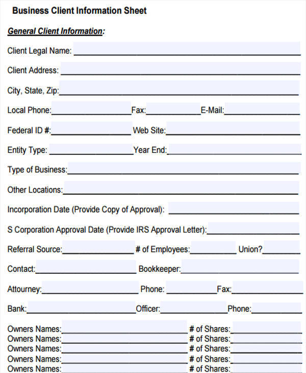 FREE 28 Information Sheet Templates In MS Word