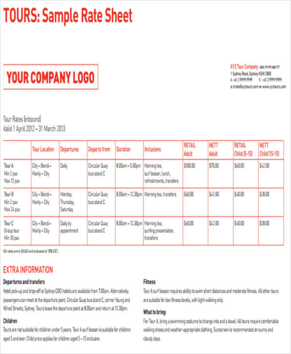 Blank Rate Confirmation Sheet Blank Rate Confirmation Sheet