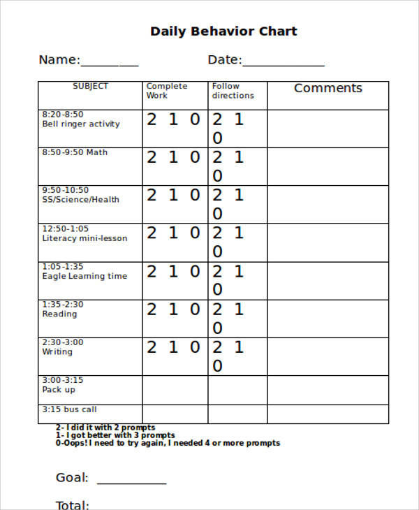 FREE 11 Behavior Chart Templates In PDF MS Word