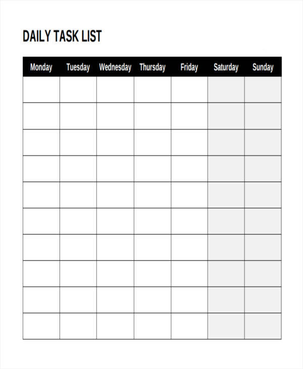 FREE 9 Daily List Templates In MS Word PDF