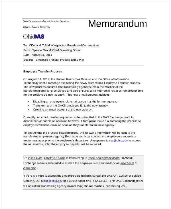 FREE 9 Employee Memo Templates In MS Word PDF