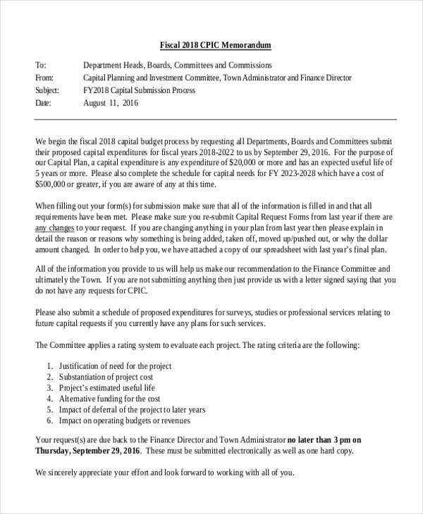 FREE 9 Budget Memo Templates In MS Word PDF