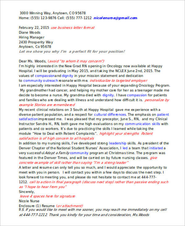 FREE 6 Nursing Student Cover Letter Templates In MS Word PDF