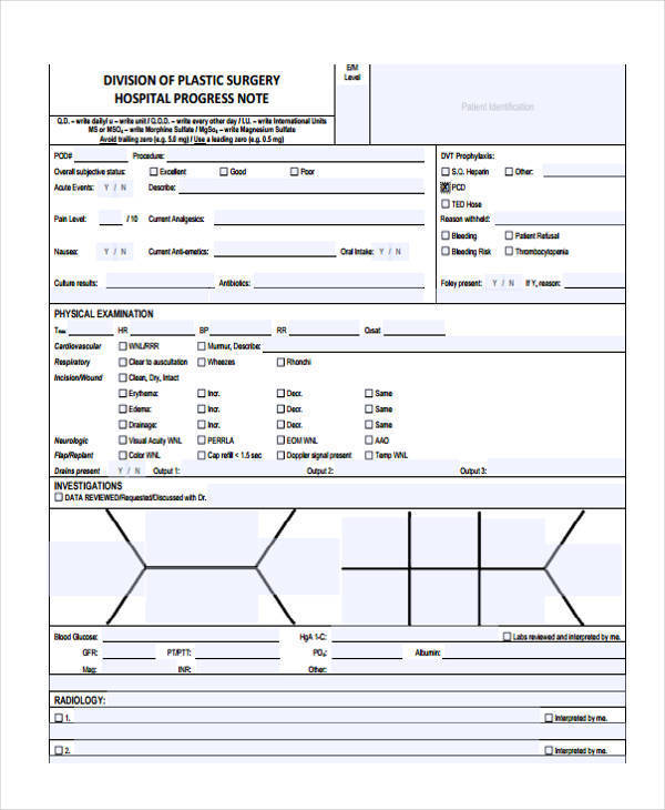 Surgery Note Template HQ Printable Documents