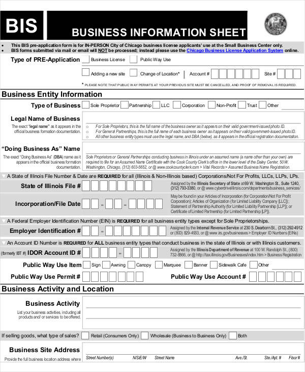 Sample Information Sheet