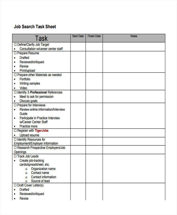 FREE 15 Task Sheet Samples Templates In PDF MS Word