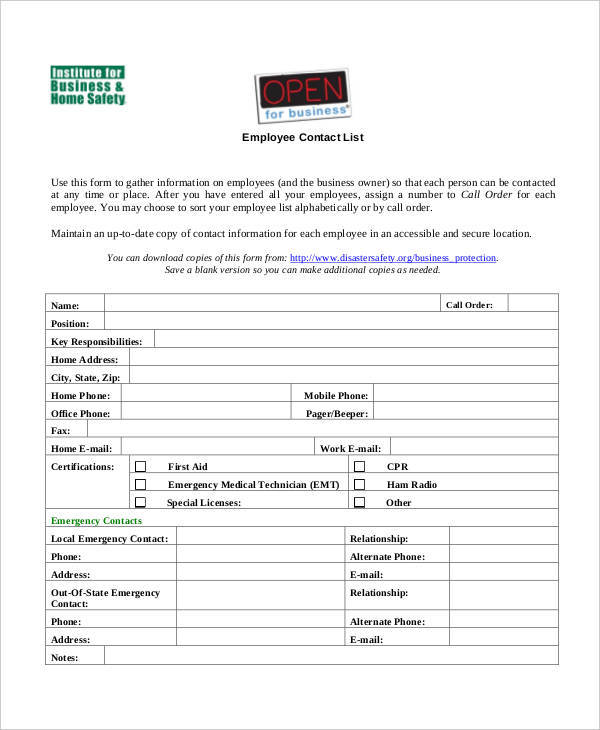 FREE 8 Employee List Samples In PDF
