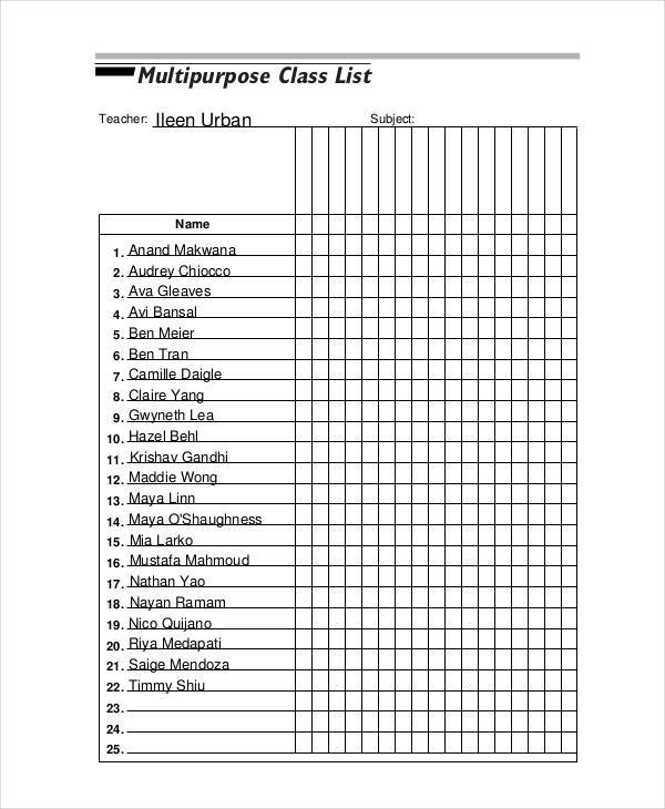FREE 33 List Samples In PDF MS Word