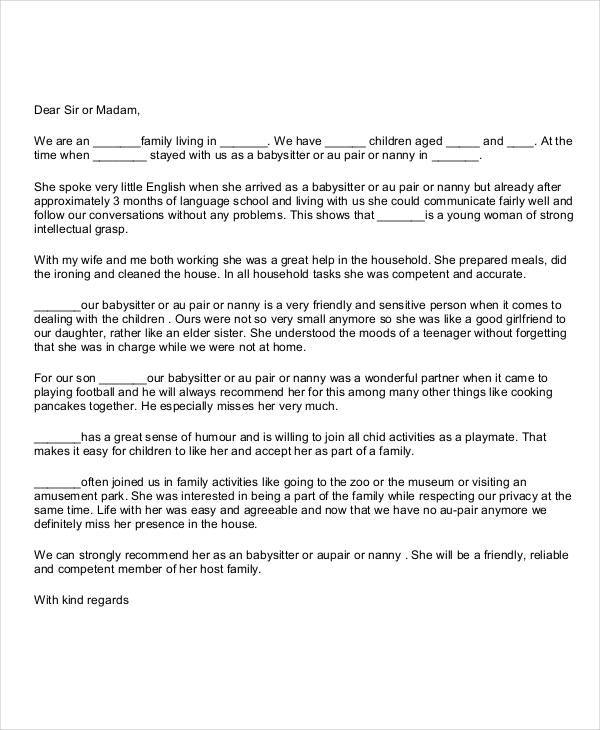 FREE 6 Sample Nanny Reference Letter Templates In PDF MS Word FREE 6 Sample Nanny Reference Letter Templates In PDF MS Word