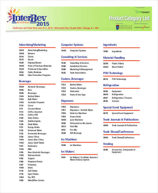 FREE 8 Product List Templates In MS Word PDF