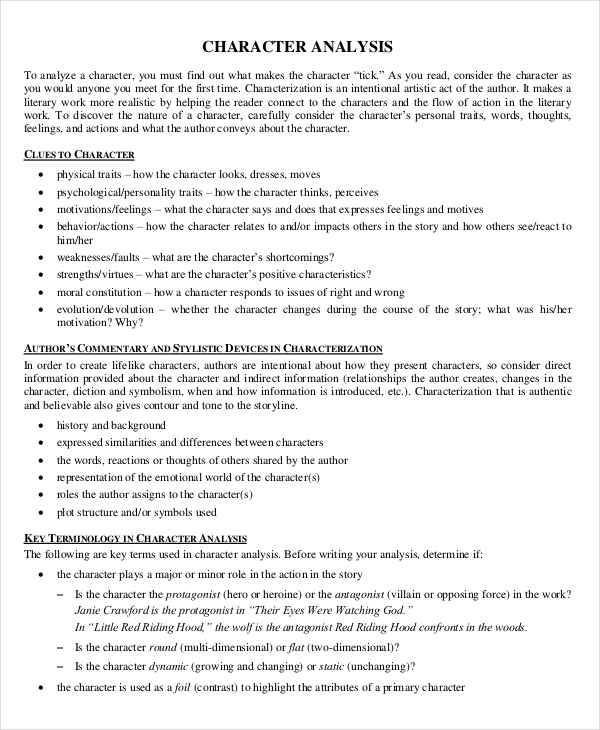 Character Analysis Outline Template Design Talk Character Analysis Outline Template Design Talk