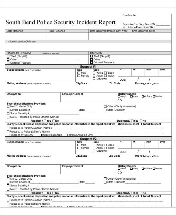 Security Officer Security Guard Incident Report Sample 8 Security