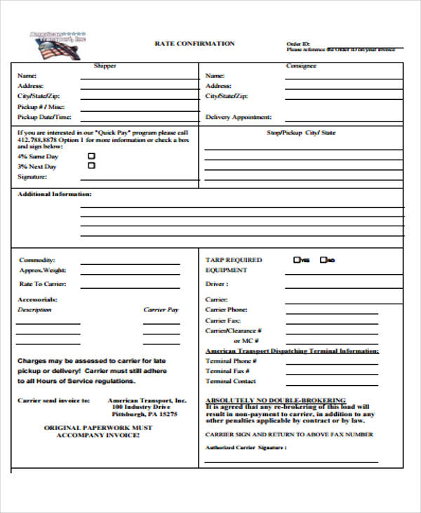 Ratecon Template