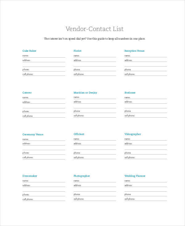 FREE 10 Vendor List Templates In MS Word PDF FREE 10 Vendor List Templates In MS Word PDF