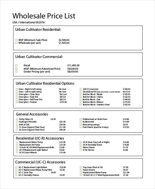 FREE 54 Price List Samples In PDF MS Word PSD AI Publisher 