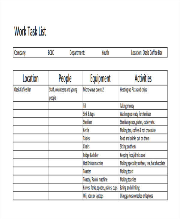 FREE 30 Task Lists In PDF MS Word