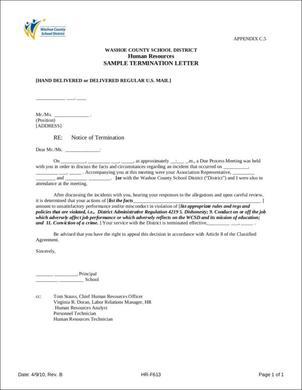 FREE 16 Formal Termination Letter Samples And Templates In PDF MS Word
