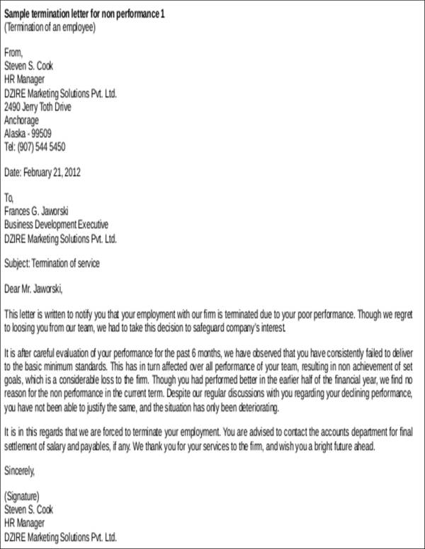 FREE 9 Termination Letters In MS Word PDF Pages Google Docs