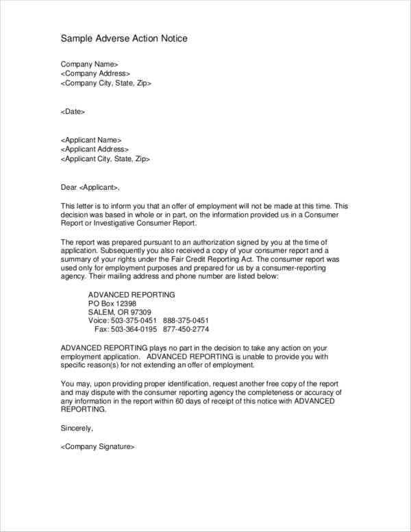 FREE What Is An Adverse Action Notice With Samples 