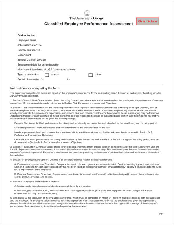 FREE Employee Performance Evaluation Goals 10 Samples 