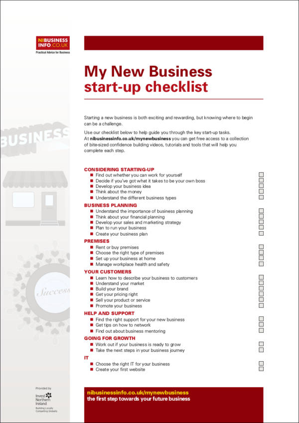Printable Business Startup Checklist Template Printable Templates