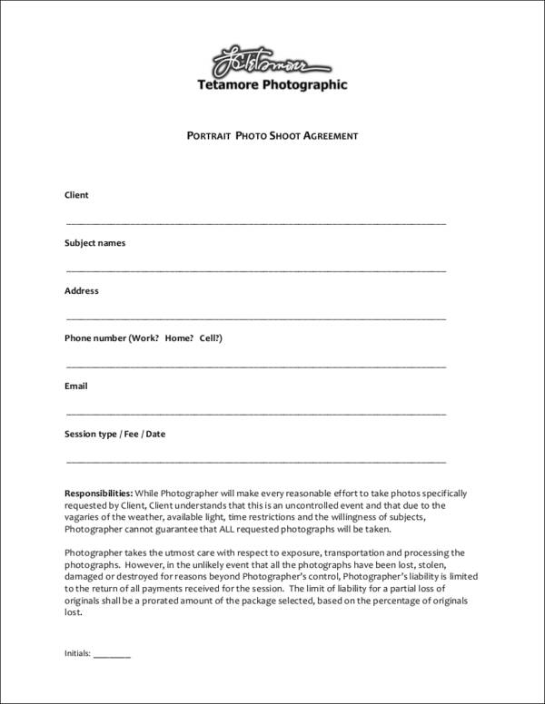Photographer Contract Template Free