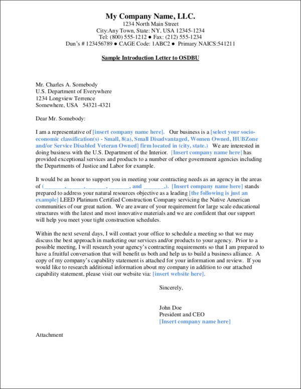 FREE 15 Company Introduction Letter Templates In MS Word Pages PDF