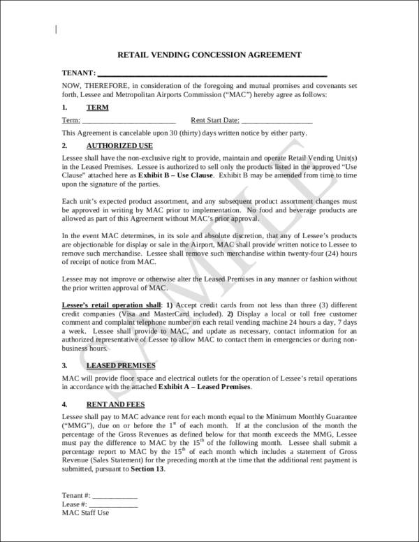 Vending Machine Contract Template