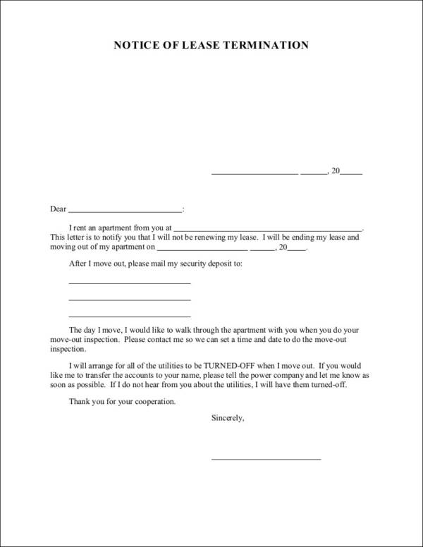 FREE 22 Sample Lease Termination Letter Templates In MS Word PDF 