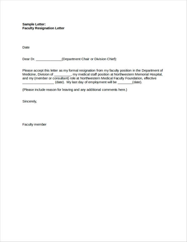 FREE 65 Resignation Letter Templates In MS Word FREE 65 Resignation Letter Templates In MS Word