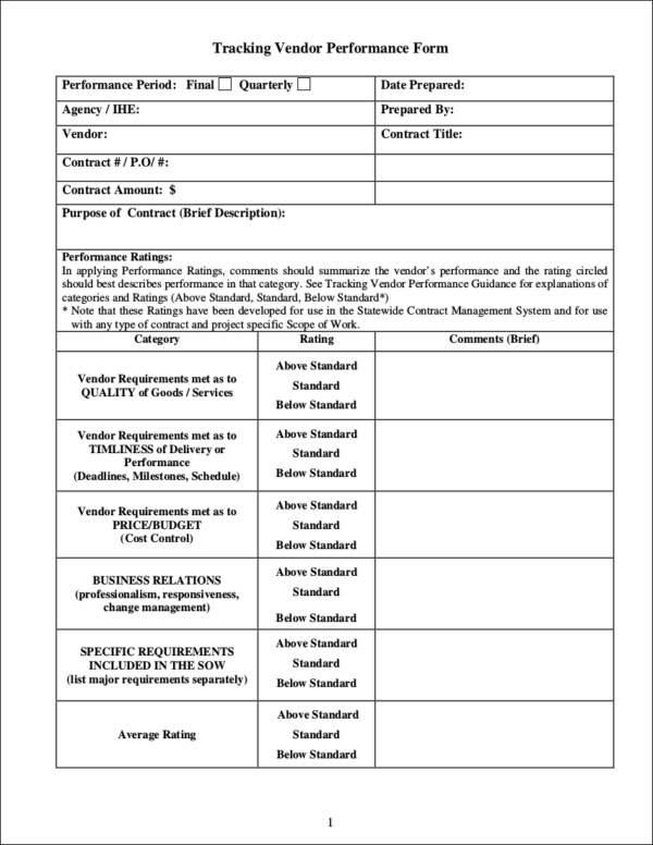 FREE 9 Vendor Evaluation Form Samples Templates In PDF
